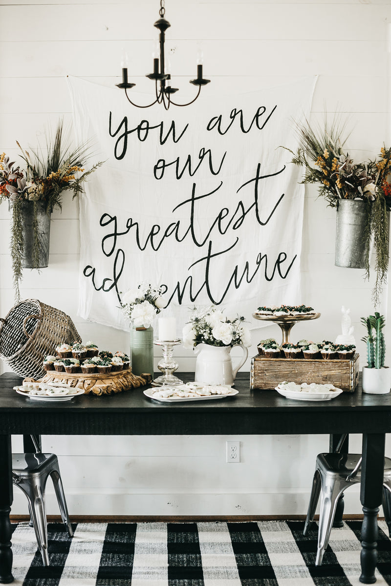 Organic Swaddle + Wall Art - You are our greatest adventure – Modern Burlap