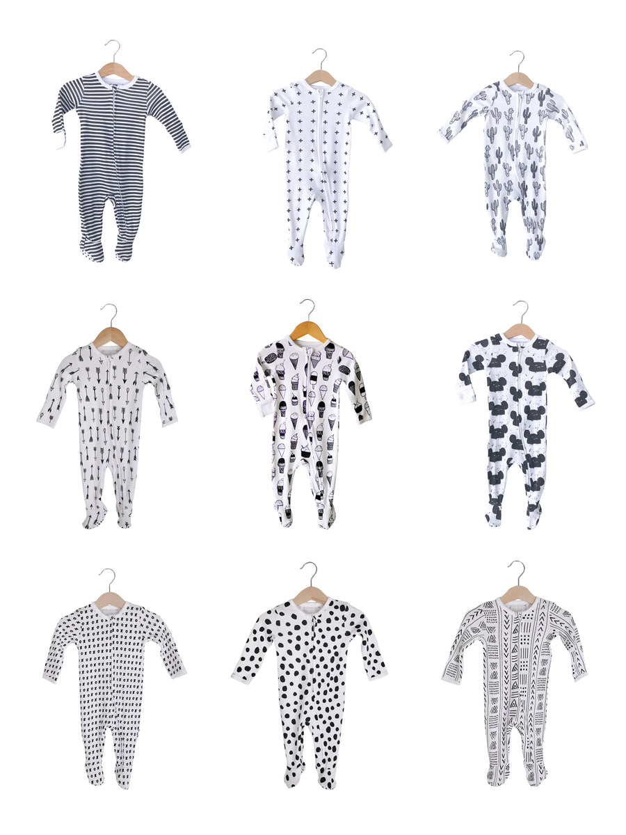 Organic Zip Footie - Prints | Modern Burlap