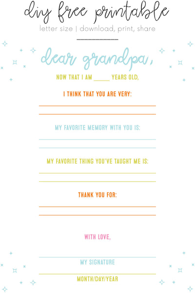 DIY Dear Grandpa Father's Day Printable – Modern Burlap